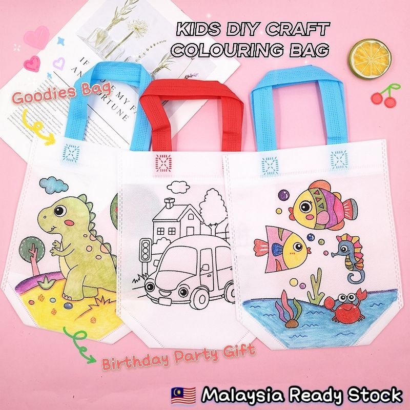 Kids Diy Craft Painting Graffiti Colouring Bag Goodies Bag Birthday ...