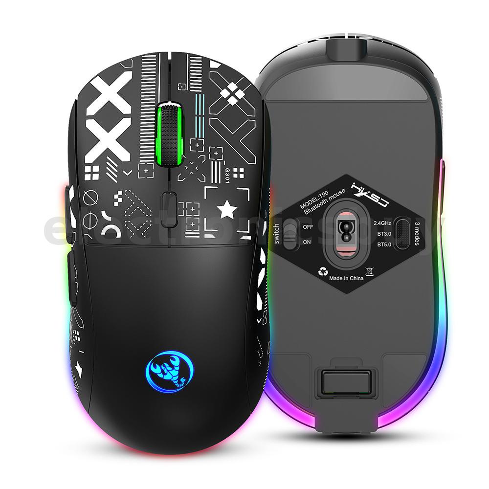 HXSJ T90 2.4G Three-mode Wireless Mouse 800-3600DPI Adjustable RGB ...