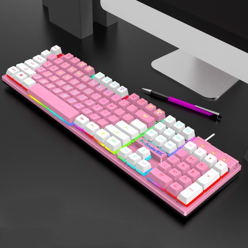 K4 104 Keys Square / Round Keycap Ergonomic USB Wired Keyboard PC ...