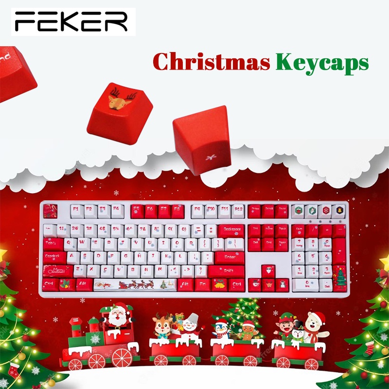 FEKER Christmas Theme keycaps 104 Keys PBT Material For Mechanical ...