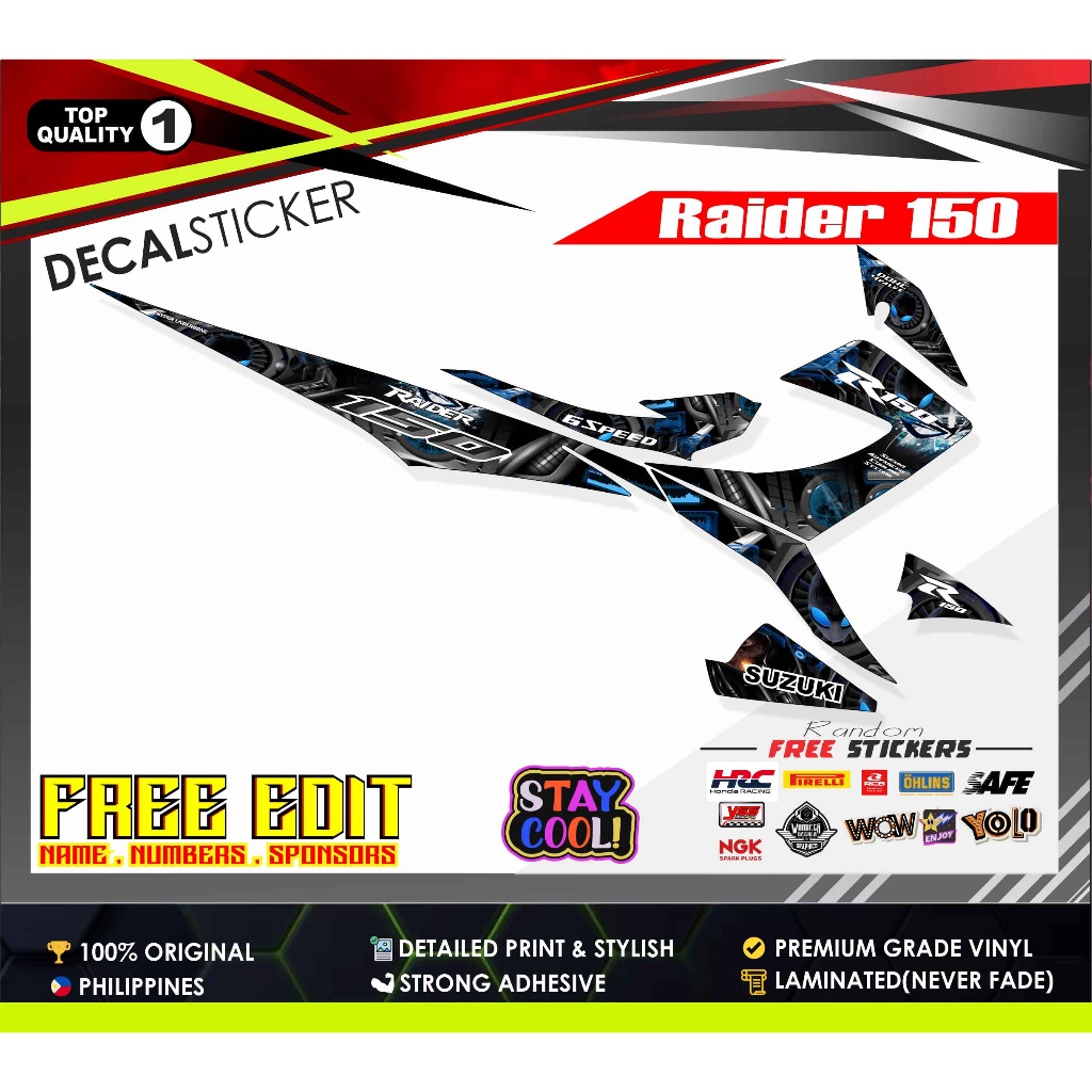 Suzuki Raider 150 Decals -Waterproof Motorcycle sticker for satria carb ...