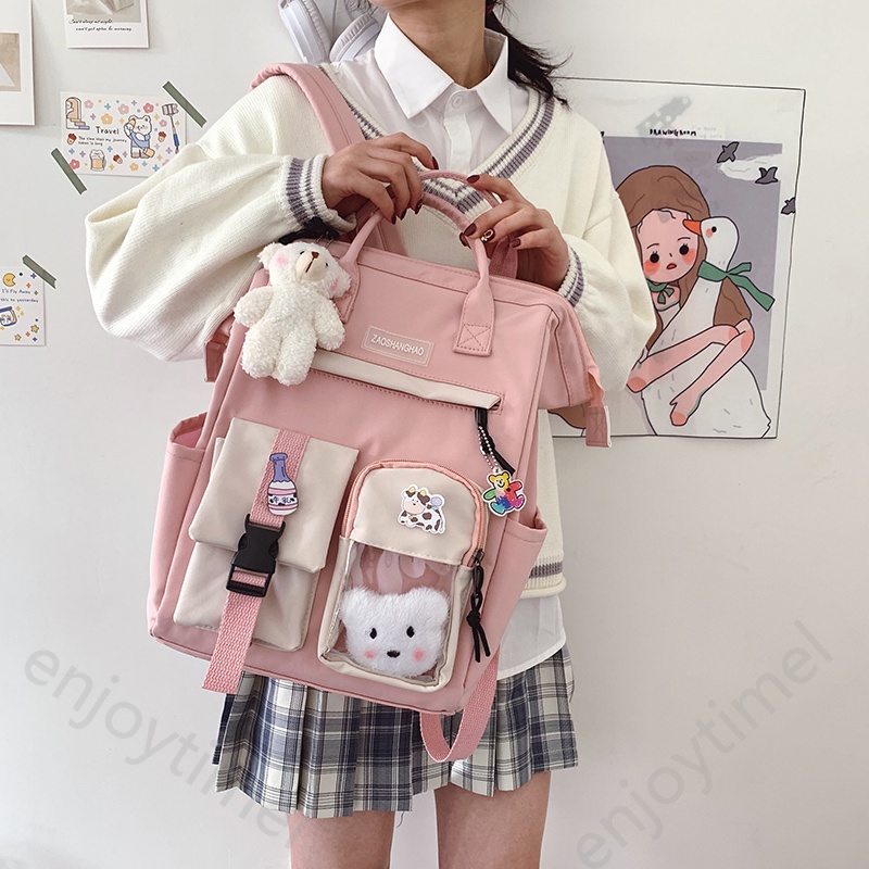 Preppy Purple Backpack Women Waterproof Candy Colors Backpacks Fancy ...