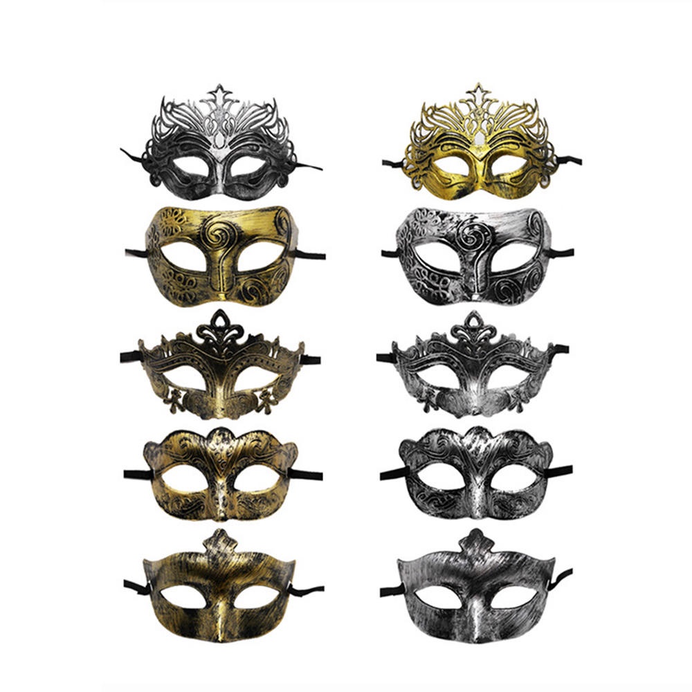 Halloween Mask Adult Men Women Retro Plastic Half Face Mask Costume ...