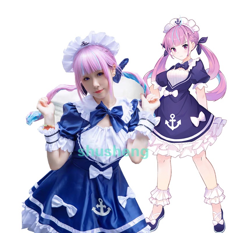 Jason Hololive Vtuber - Minato Aqua Cosplay Dress Long Sleeve Coat ...