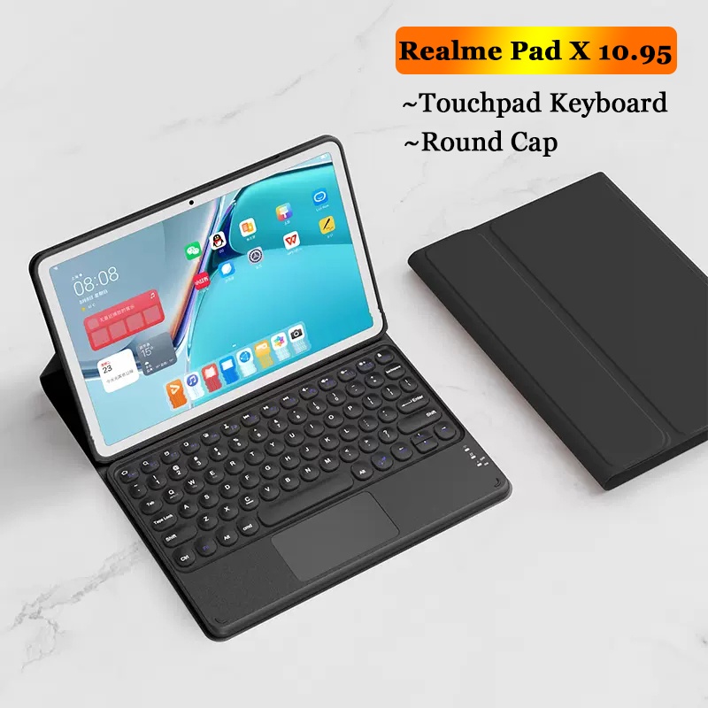 for Realme Pad X 10.95" Magnetic Touchpad Round Cap Keyboard Case for ...