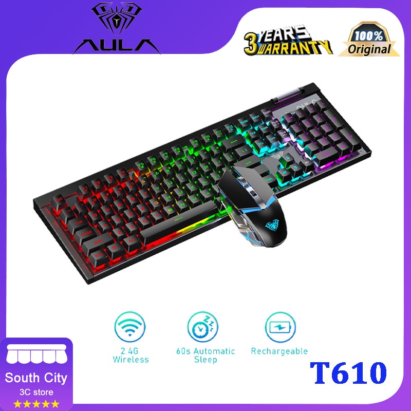 AULA T610 Wireless Gaming keyboard Mouse Combo Mechanical Feel ...