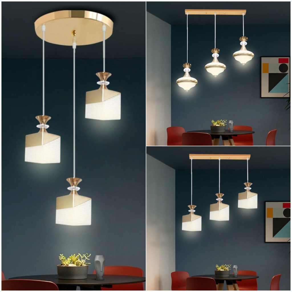 Scandinavian Minimalist Style Dining Room Lamp Chandelier Three Light ...