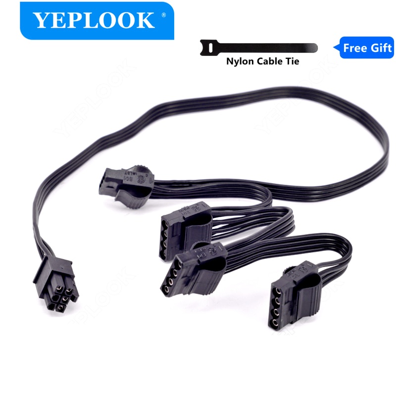 PCIe 6Pin to 4 IDE Molex 4Pin GPU Power Supply Cable For Corsair HXi ...