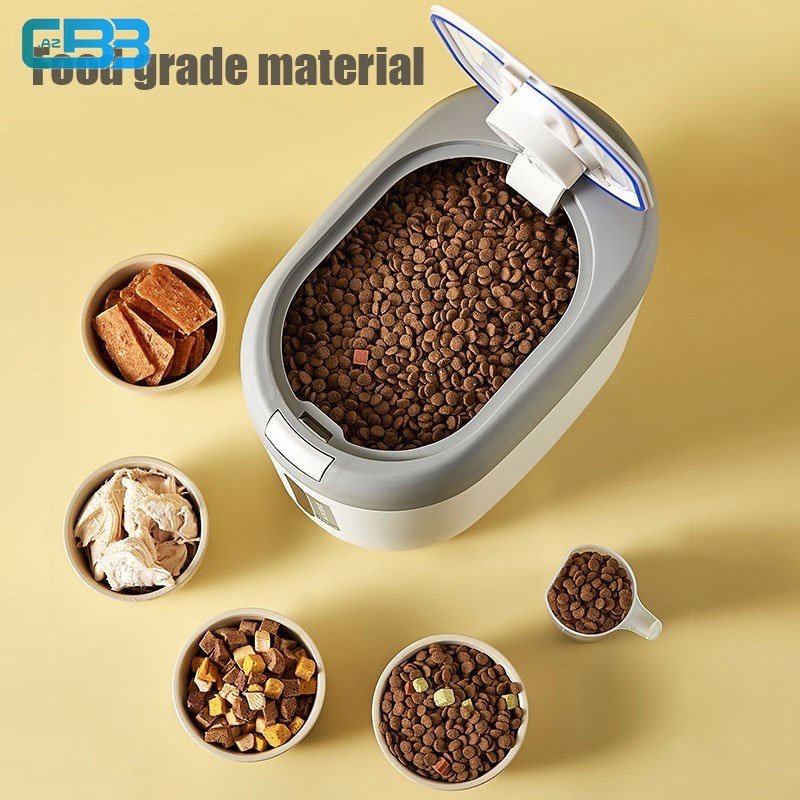 Pet Food Storage Container with Measuring Cup Dog Cat Food Storage Box Moisture-Proof Pet ...