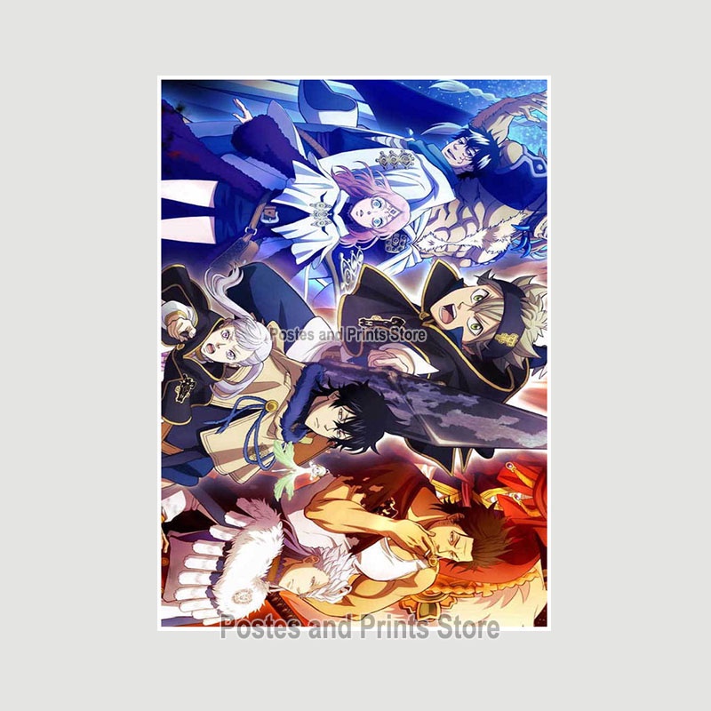 Home Wall Art Decor Fighting Anime White Paper Paintings Black Clover ...