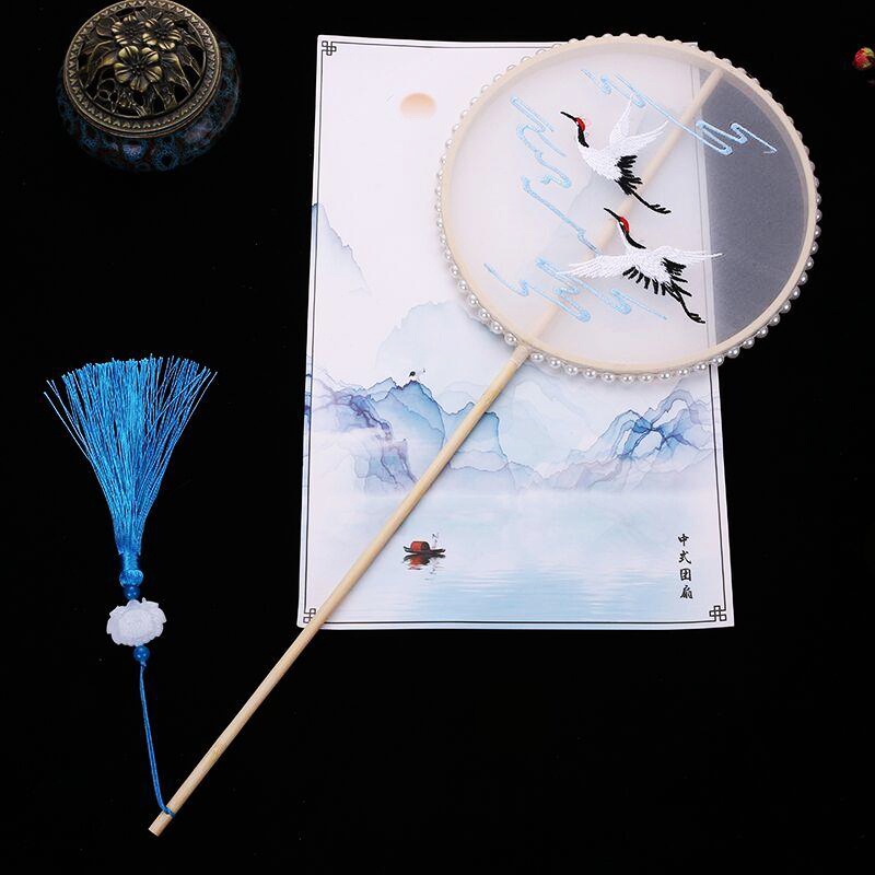Gufeng Fan Classical Embroidery Fan Chinese Style Long Short Handle ...
