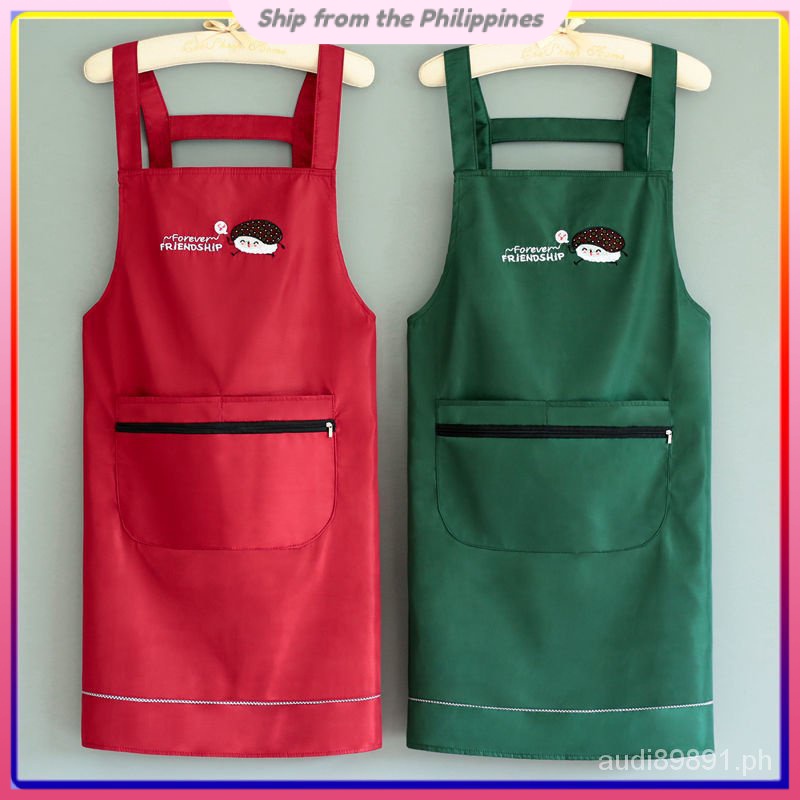 Fashion Waterproof Apron With Zipper Pocket Kitchen Cooking Apron H ...