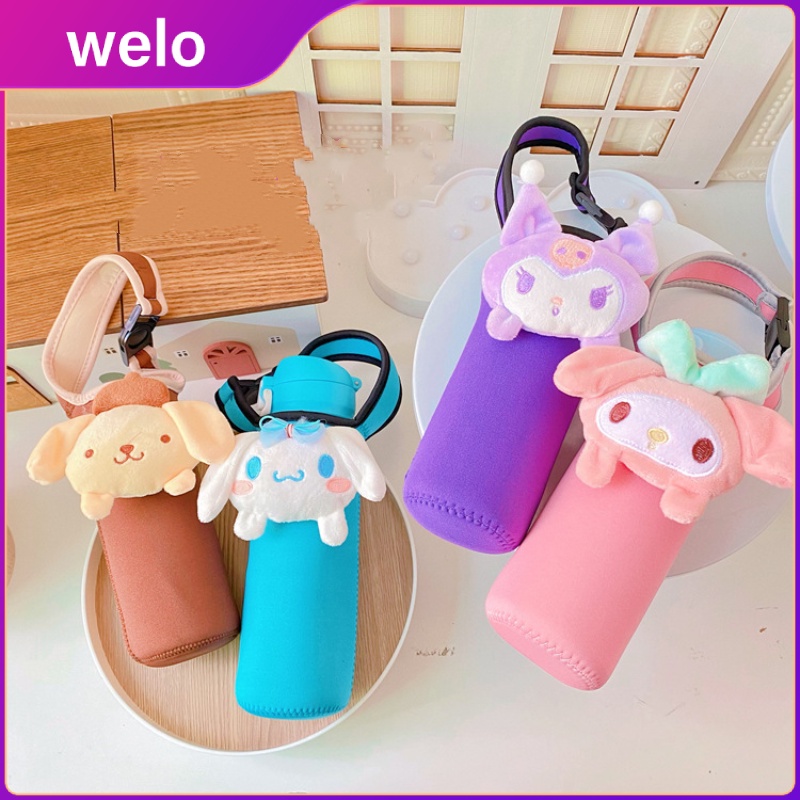 WELO Sanrio Plush Water Cup Bag Cinnamoroll My Melody Kuromi Water Cup ...