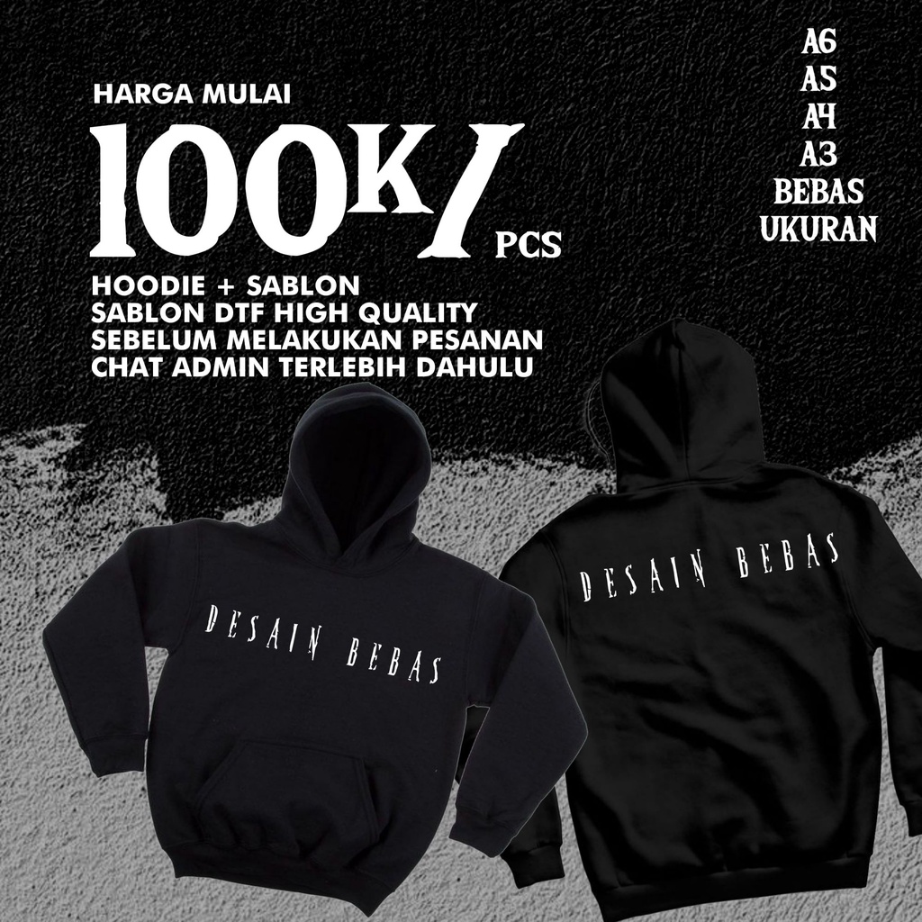 Hoodie Sablon Custom DTF Full Color Full Color DTF Sablon Design Unit ...