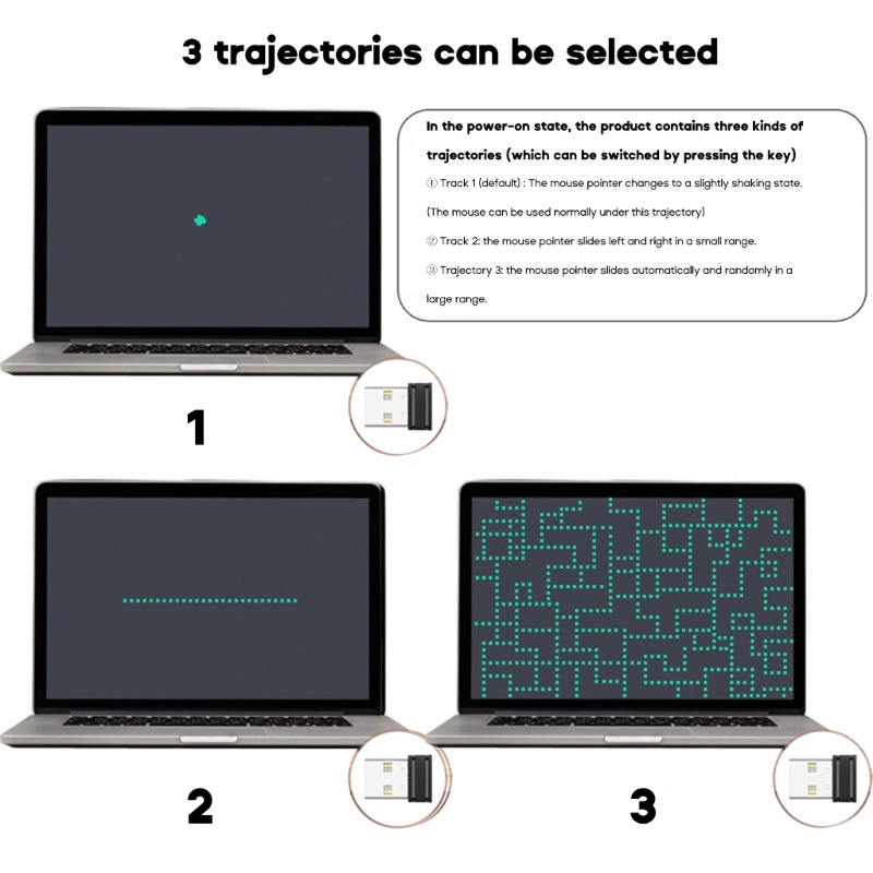 R* Mouse Jiggler USB Mouse Mover Mouse Movement Simulator for Computer ...