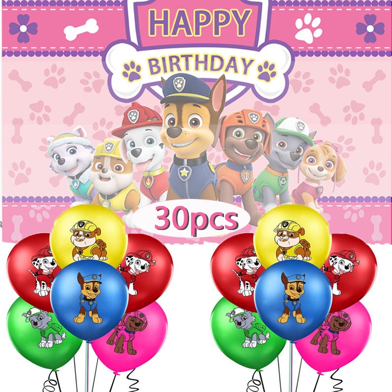 30pcs/set Paw Patrol Balloons Marshall Chase Rubble Skye Latex Balloon Baby Shower Birthday ...