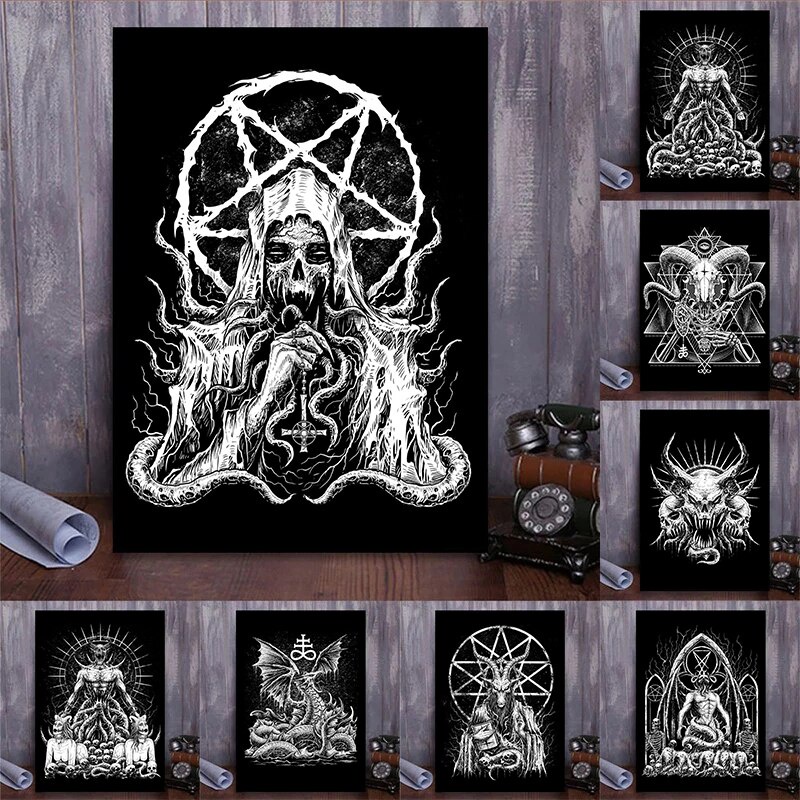 Demonic Serpent Leviathan Satanic Goat Baphomet Posters and Prints ...