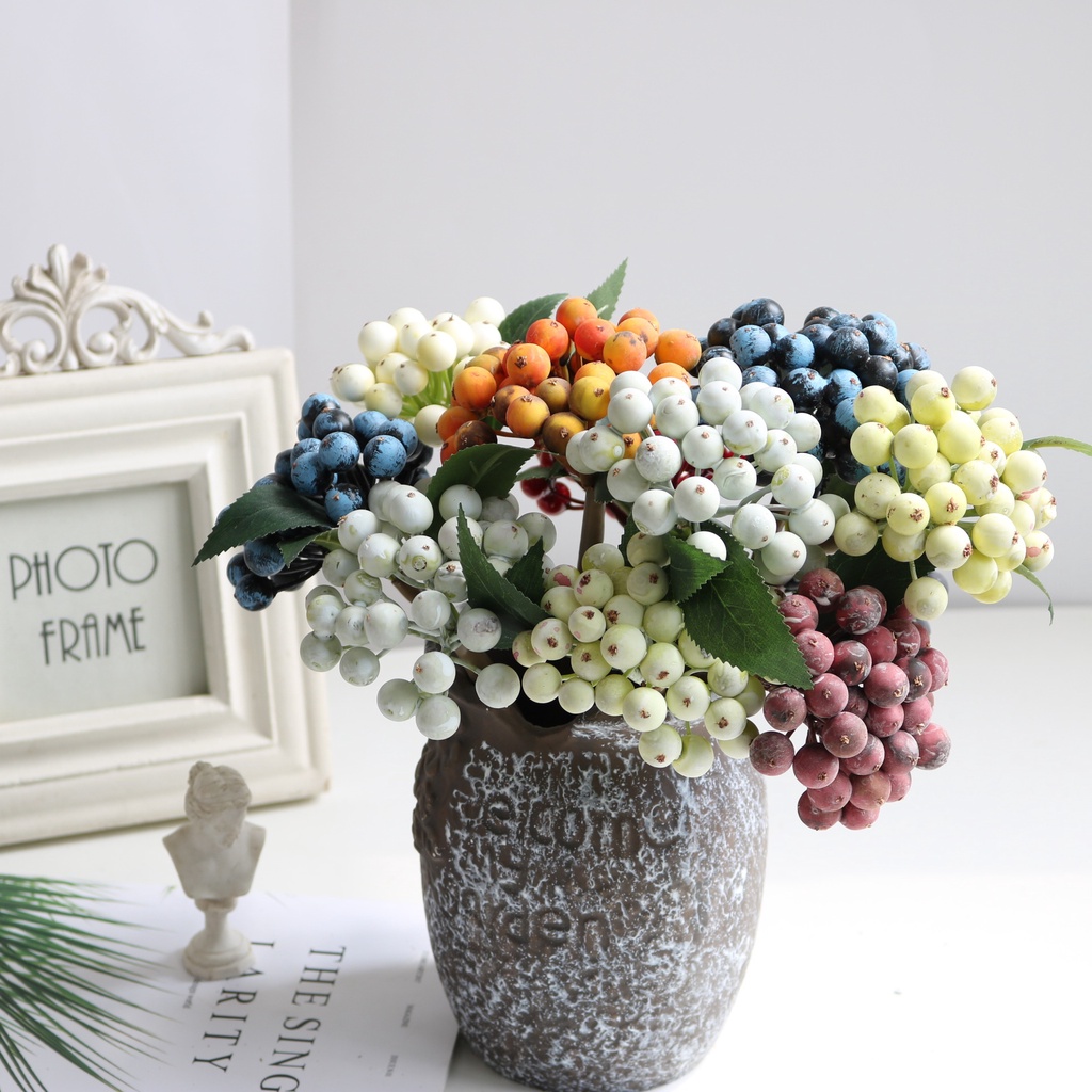 Fake Berries Greenery Stems, Faux Foam Berry Plants Artificial Decor ...