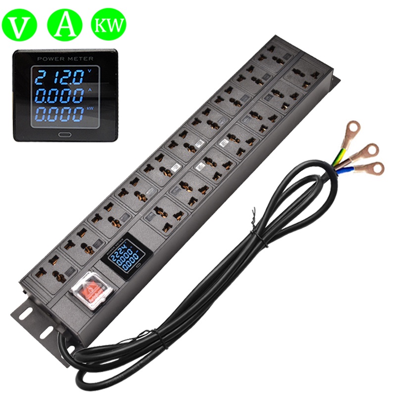 2U rack mounted digital display PDU power distribution unit power strip ...