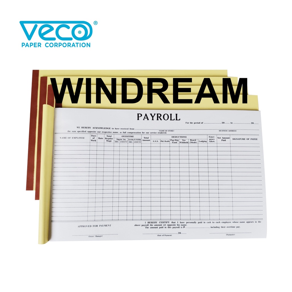 Veco Payroll Pad 8.5in x 14in 50sheets Notebooks | Shopee Philippines