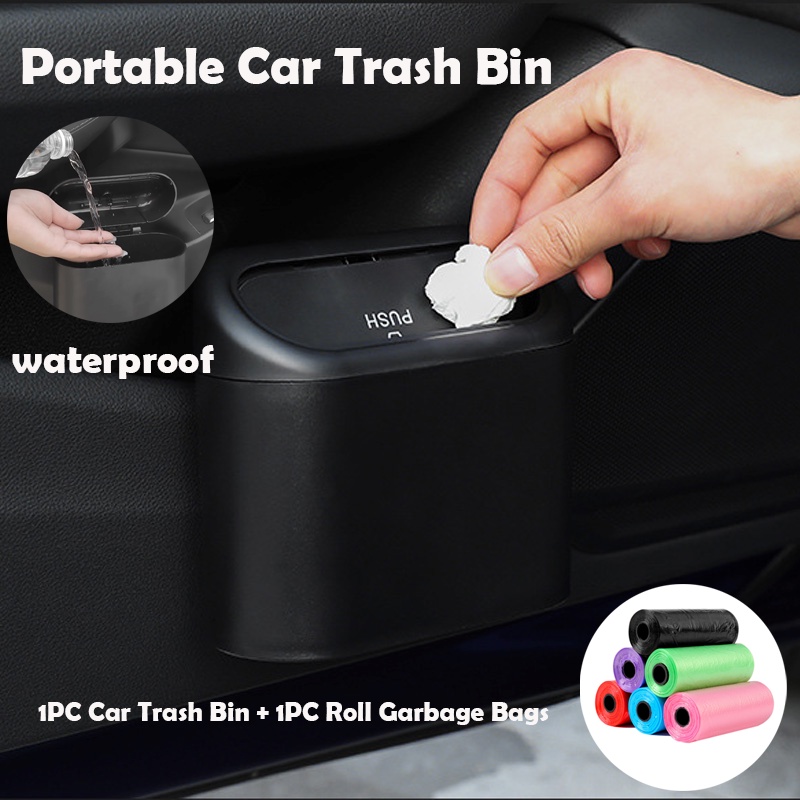 Portable Car Trash Bin Mini Office Home Wastebasket Bin Garbage Hanging ...