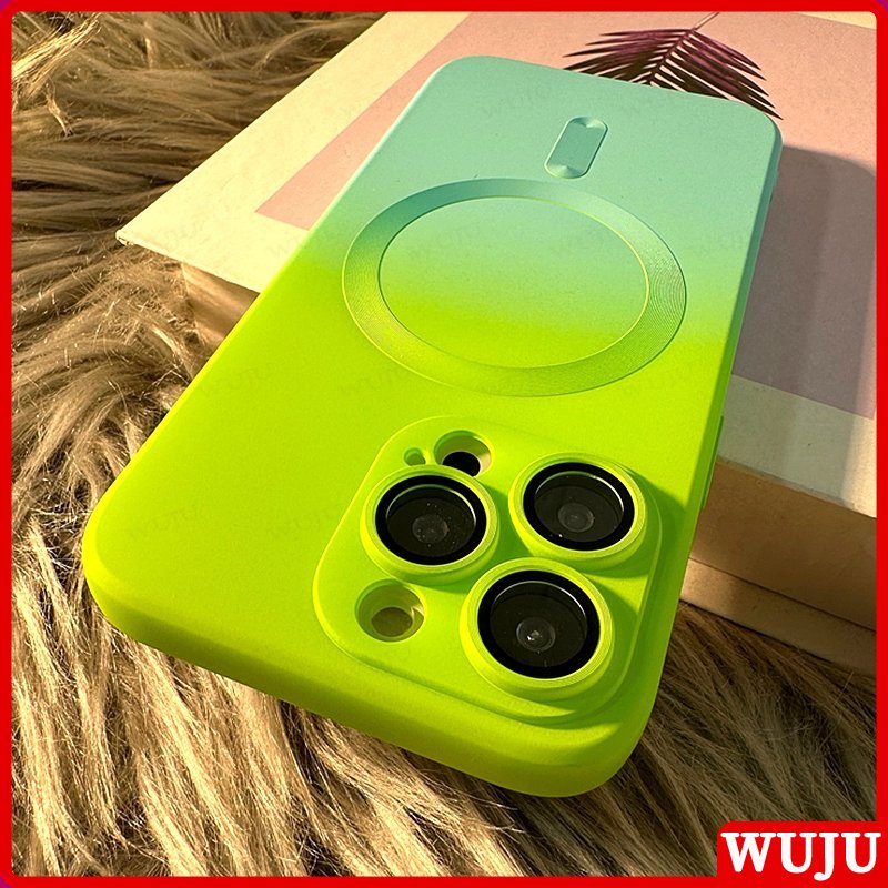 WUJU Luxury Two-color gradient Magnetic Wireless Charge Phone Case Compatible For iPhone 11 12 ...