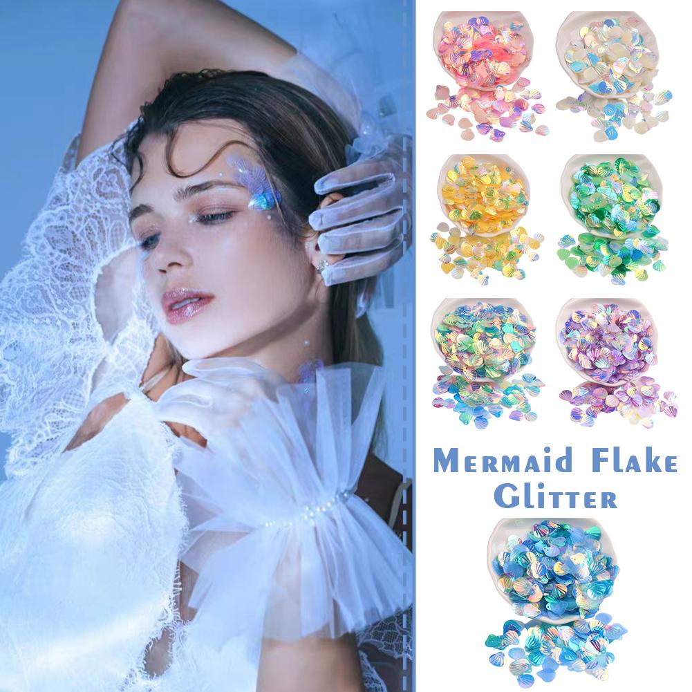 Mermaid Flake Glitter Powder Fish Scales Eye Makeup Pigment Gel Sequins ...