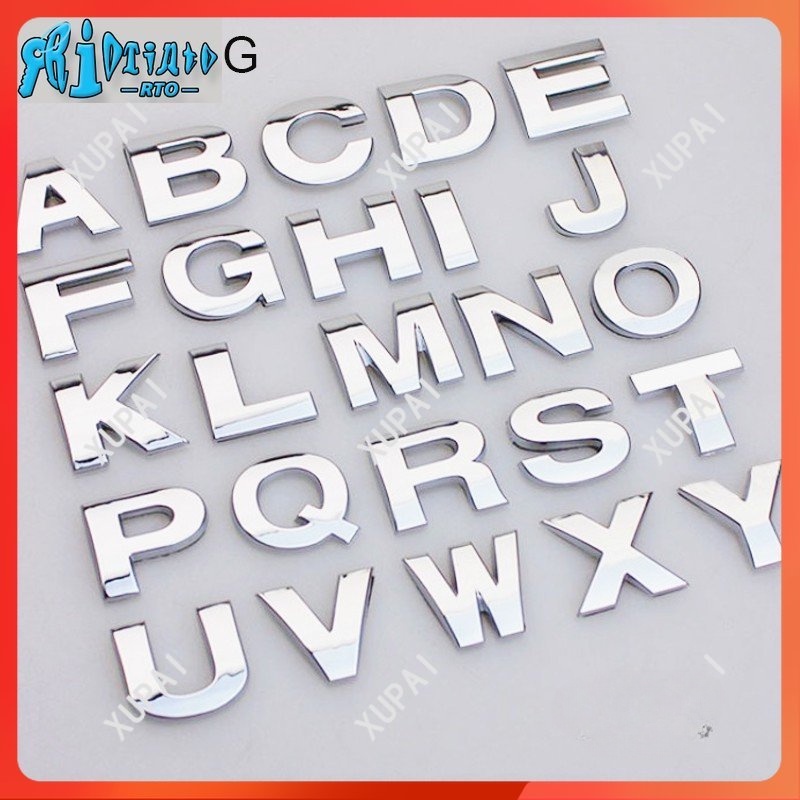 RTO 1 x 45mm Silver Metal DIY 3D Letter Alphabet Number Emblem Motor ...