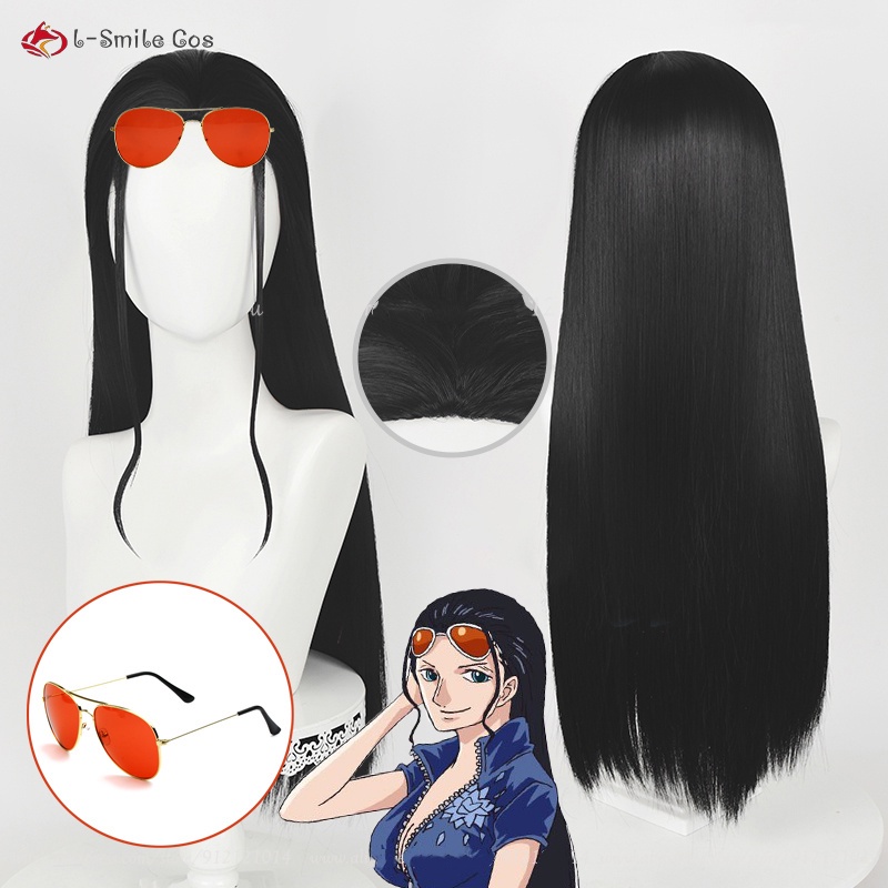 Misscoo Anime Nico Robin Cosplay Wig One Piece Nico Long Black Heat ...