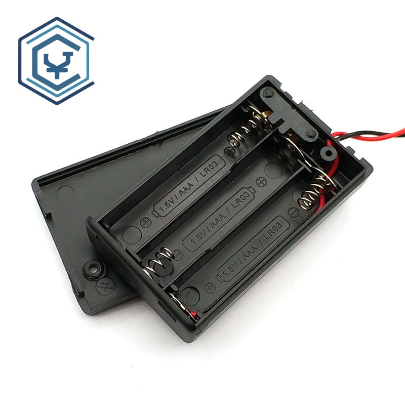 3 x AAA Plastic Enclosure Stand Battery Storage Cover Box with ON/OFF ...