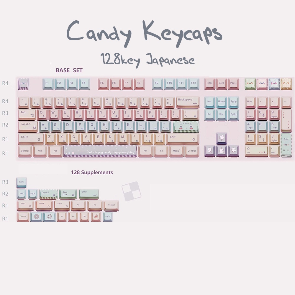 Candy Candy Keycaps 128Keys/Set DYE-SUB Cherry Profile PBT DIY Custom ...