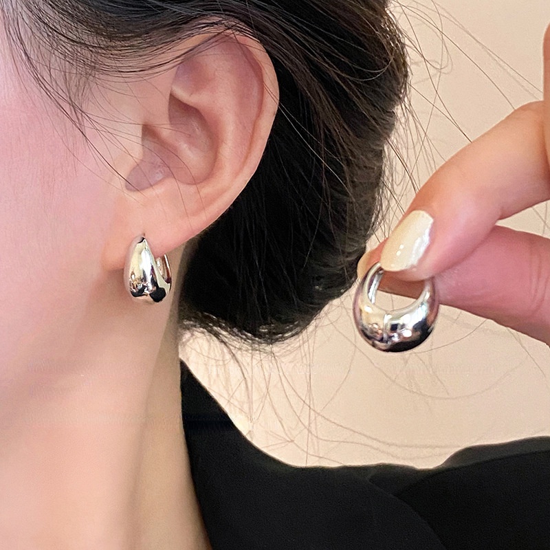 Korea Metal Vintage Dangle Hoop Earrings Trendy Stud Earring Ear Buckle ...
