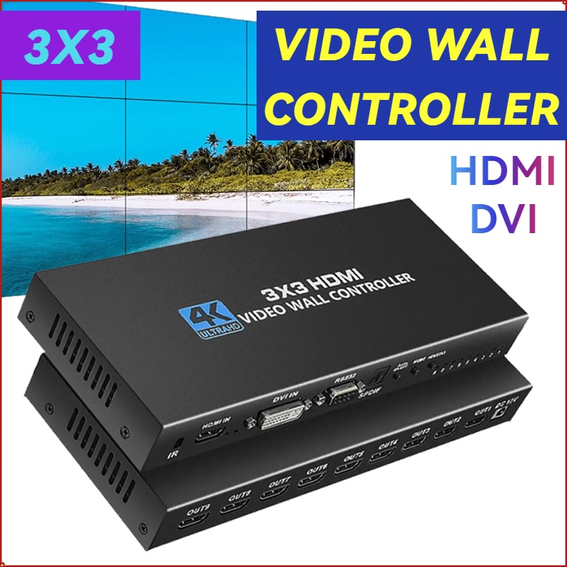3X3 Video Wall Controller 4K HDMI DVI TV Wall Controller Processor 3x3 ...