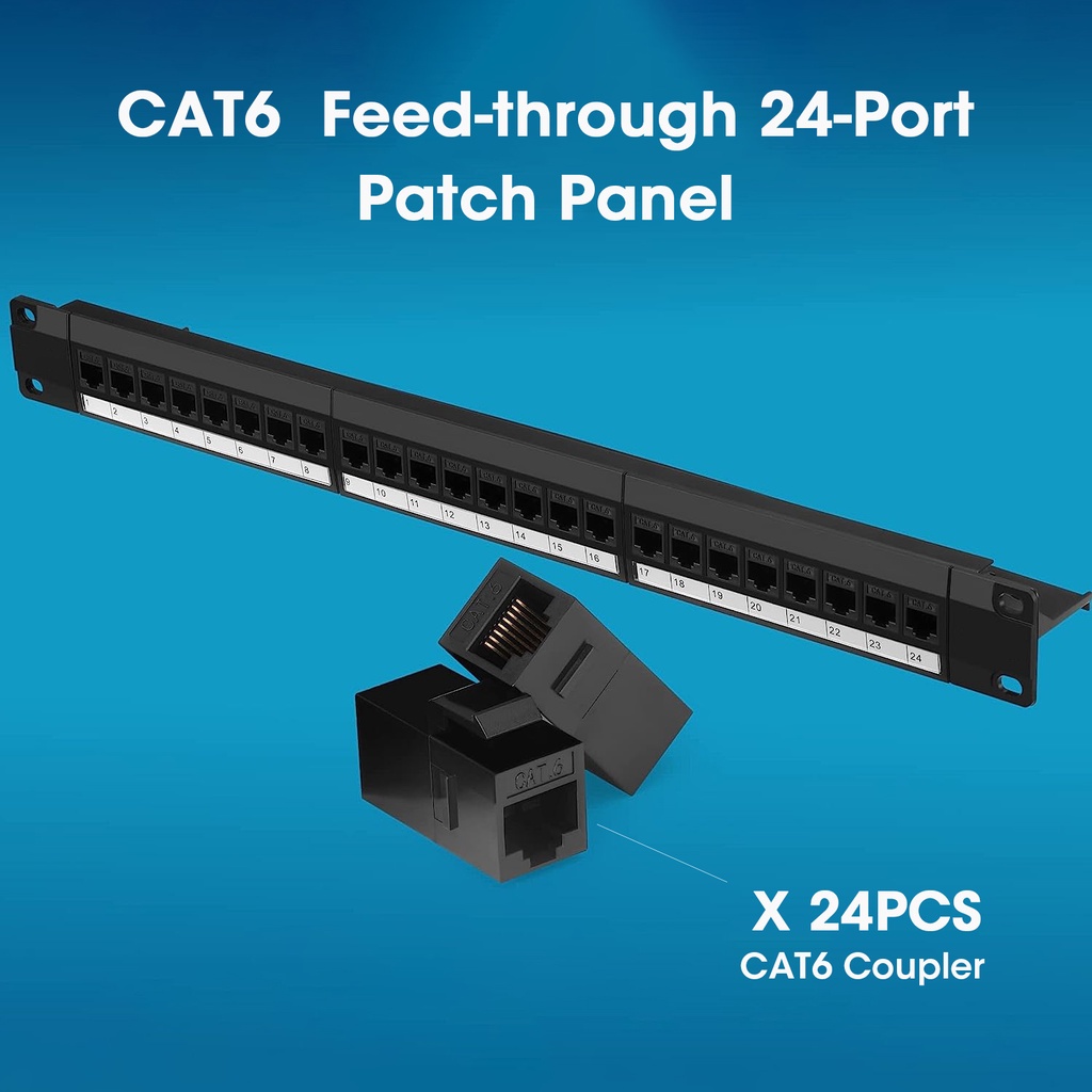 ZoeRax Patch Panel 24 Port Cat6 Cat6a Cat7 with Inline Keystone 10G ...