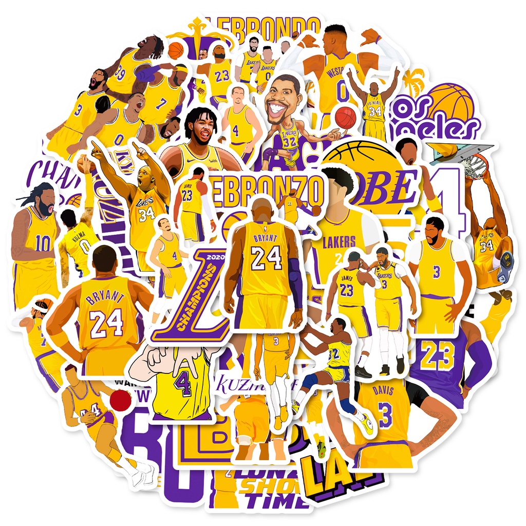 50Pcs/Set Los Angeles Lakers Sticker NBA Basketball Waterproof DIY ...