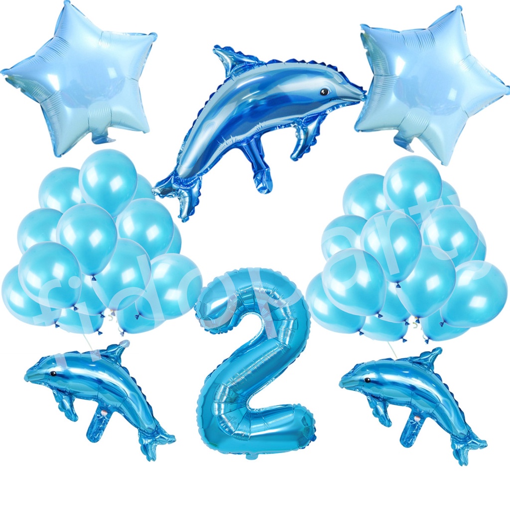 27pcs Sea Animal Balloons Blue Dolphin Balloon Ocean World Under Sea ...