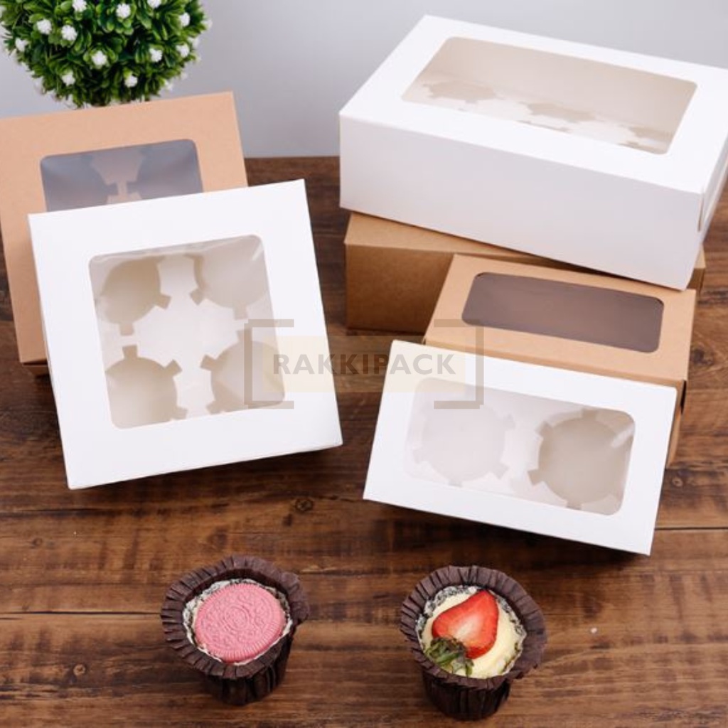 Thick ivory kraft cardboard bread container cupcake box | Shopee ...