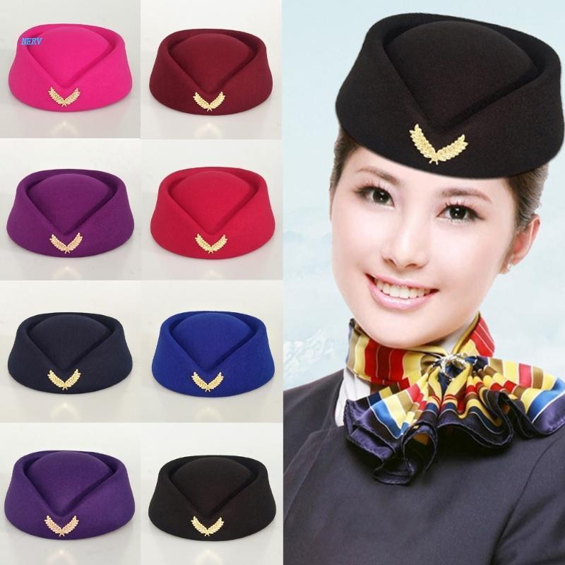 NERV Solid Color Female Flight Attendant Hat Sweet Design Business ...