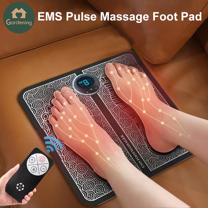 Electric EMS Plus Foot Massager Pad with Romote Control Feet Muscle Stimulator Foot Massage Mat ...