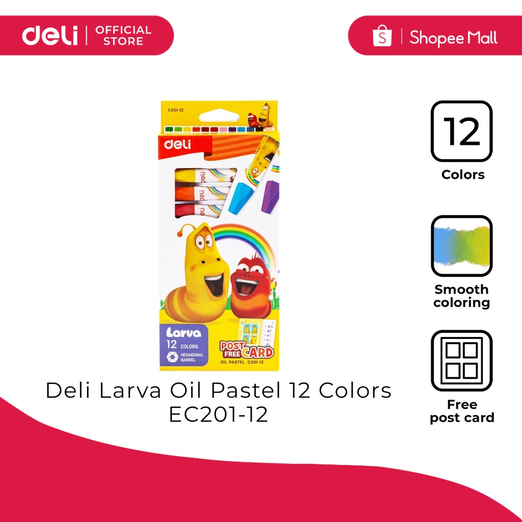 Deli EC201-12 Larva Oil Pastel 12 Colors [78EC20112] | Shopee Philippines
