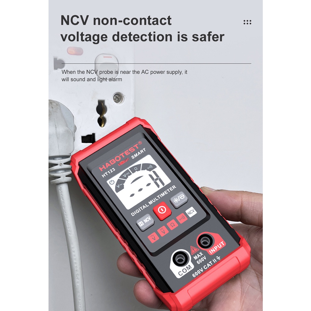 HABOTEST HT123 Smart Digital Multimeter AC/DC Voltage Resistance ...