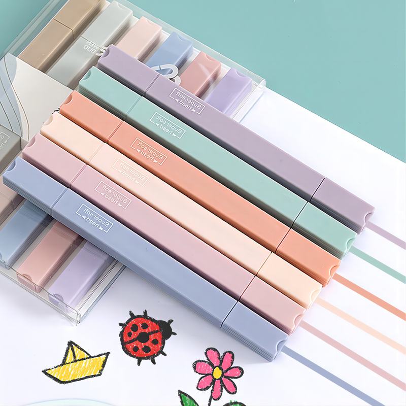 Highlighter 6 Color Marker Double-Headed Marker Morandi Color Student ...
