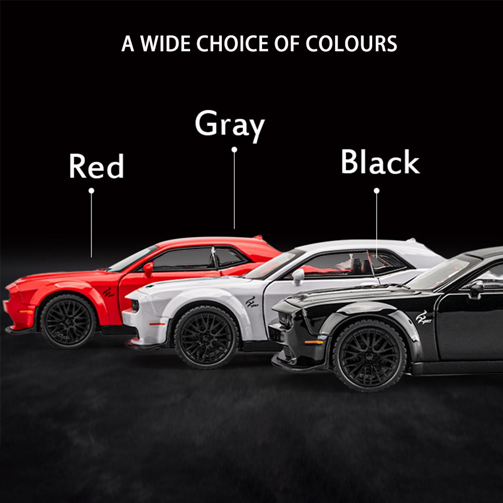 KLT Scale 1/32 Dodge Challenger Hellcat SRT Muscular Hellcat Cars Metal ...