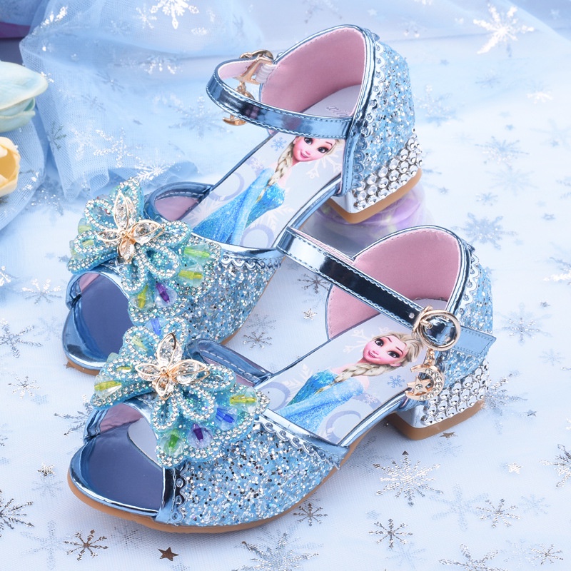 Girls Princess Shoes Summer Children's High Heel Crystal Sandals ...