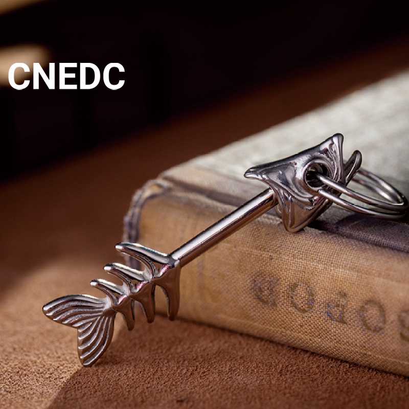 CNEDC Stainless Steel Fish Bone Detachable Keychain Car Keychain Retro ...