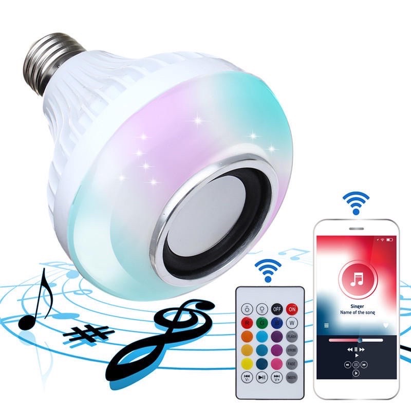 Bluetooth LED Light Bulb Speaker Music Audio with Sound Function Smart ...