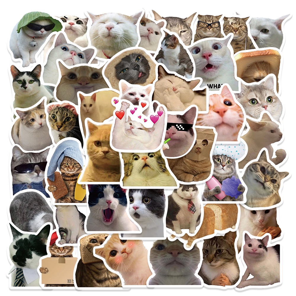50Pcs/Set waterproof funny Cats expression stickers luggage Laptop ...