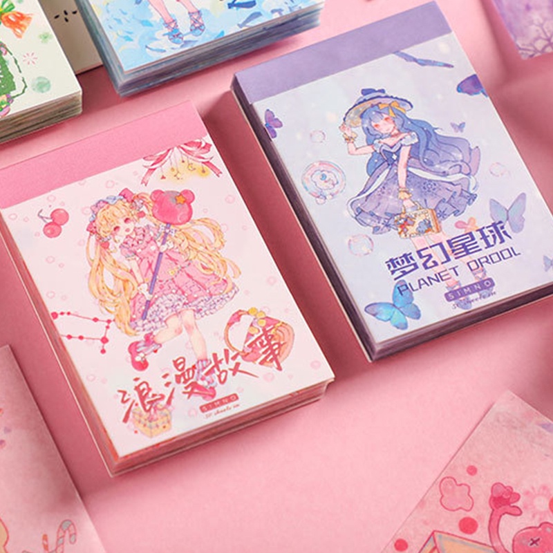50 Sheets Cute Cartoon Girl Stickers Book Student Scrapbook Deco DIY ...