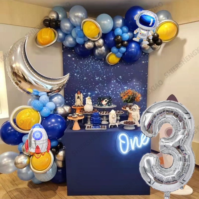 97pcs Rocket Astronaut Space-themed Balloon Party Decoration Set Latex ...