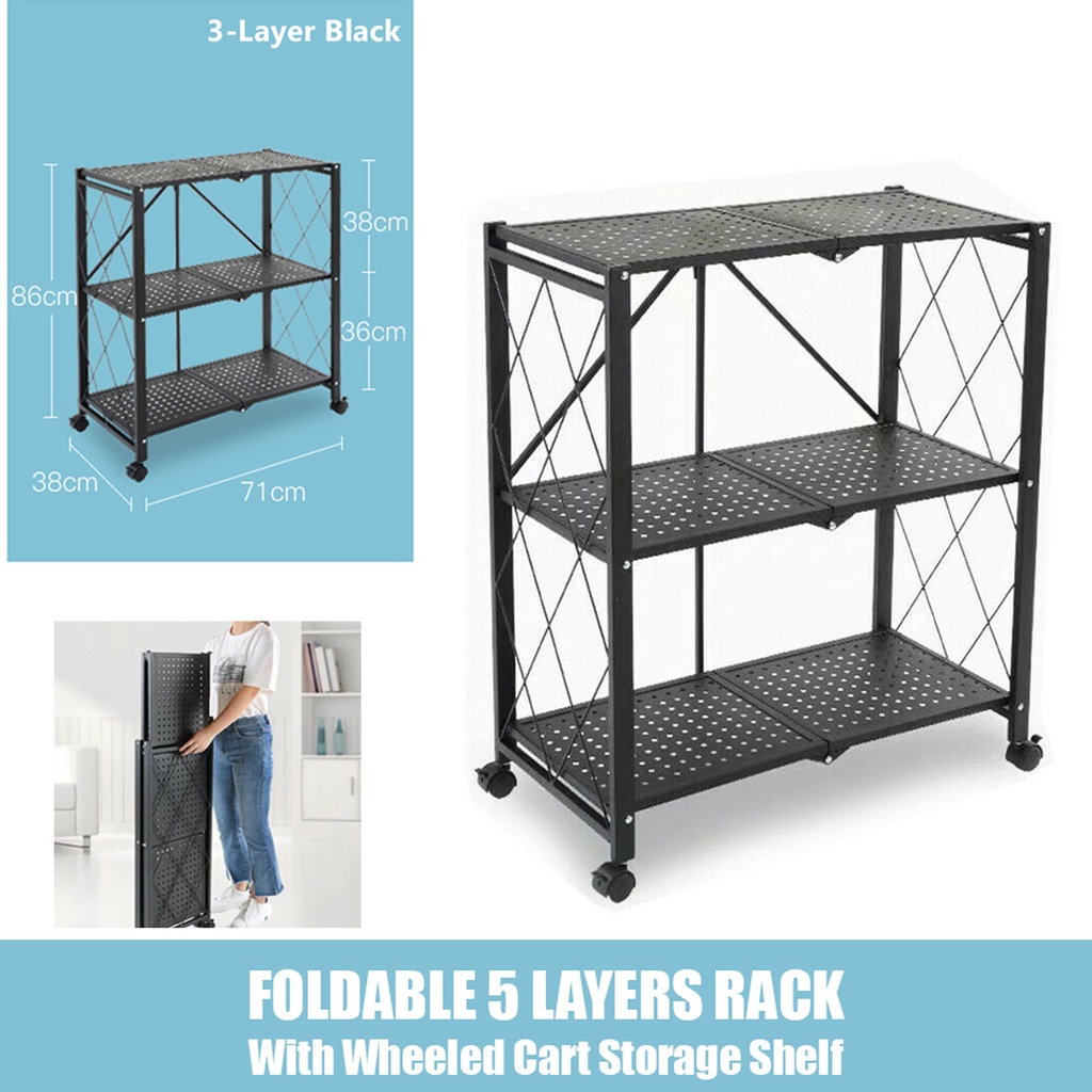 JD Foldable Racks 3, 4 Layers Organizer Shelf, Folding Rack Multi-scene ...